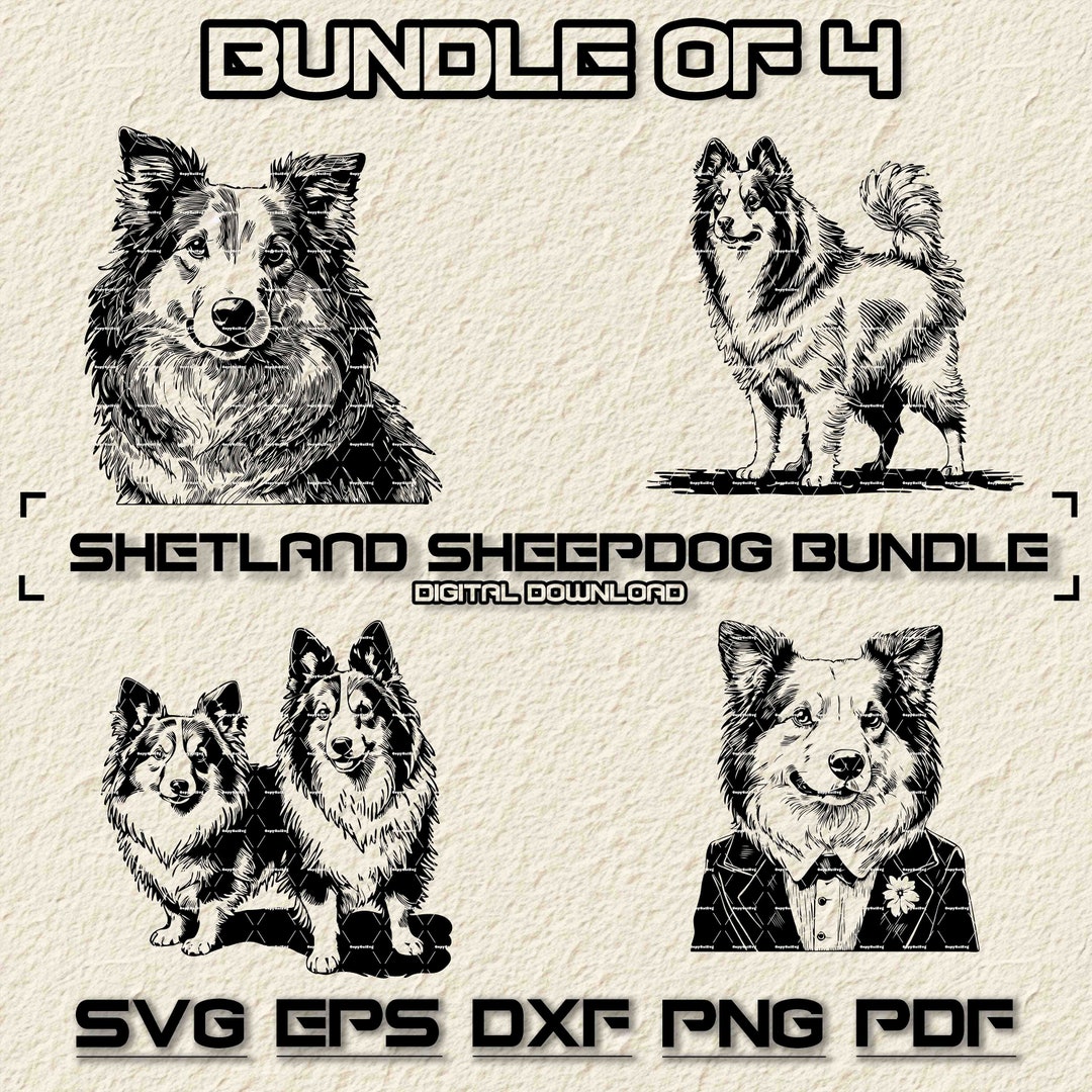 Shetland Sheepdog SVG Bundle, Sheltie Clipart, Hand Drawn Dog Theme ...