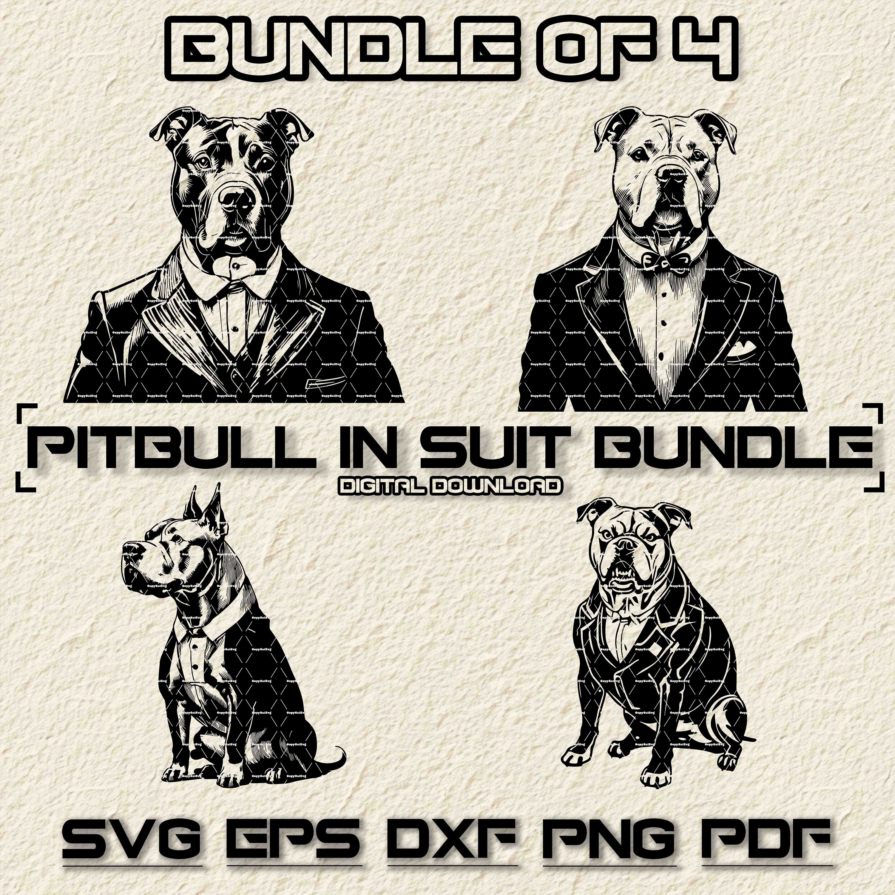 Pitbull SVG Bundle, Pit Bull Clipart, Hand Drawn Dog Theme Vector ...