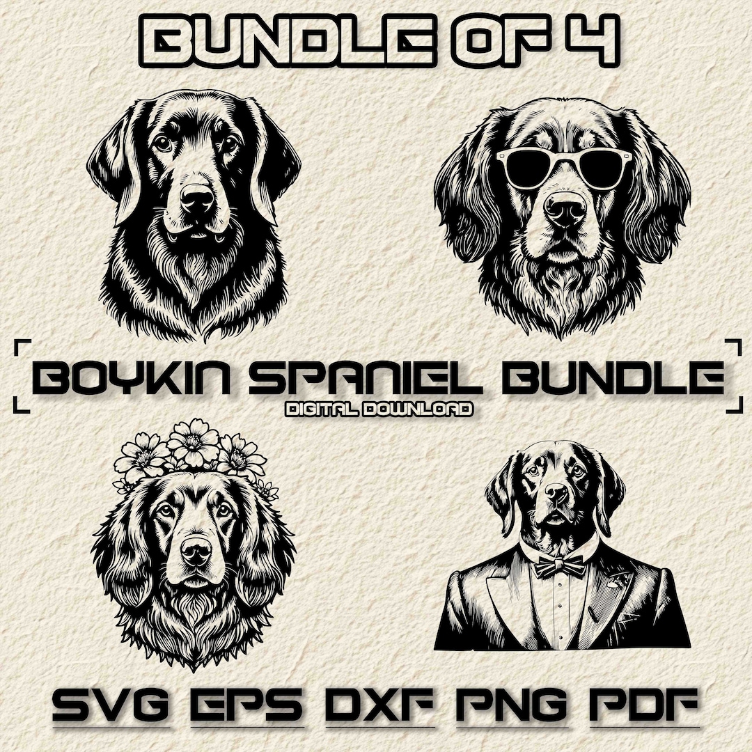 Boykin Spaniel SVG Bundle, PNG, Dogs Clipart, Hand Drawn Dog Vector ...