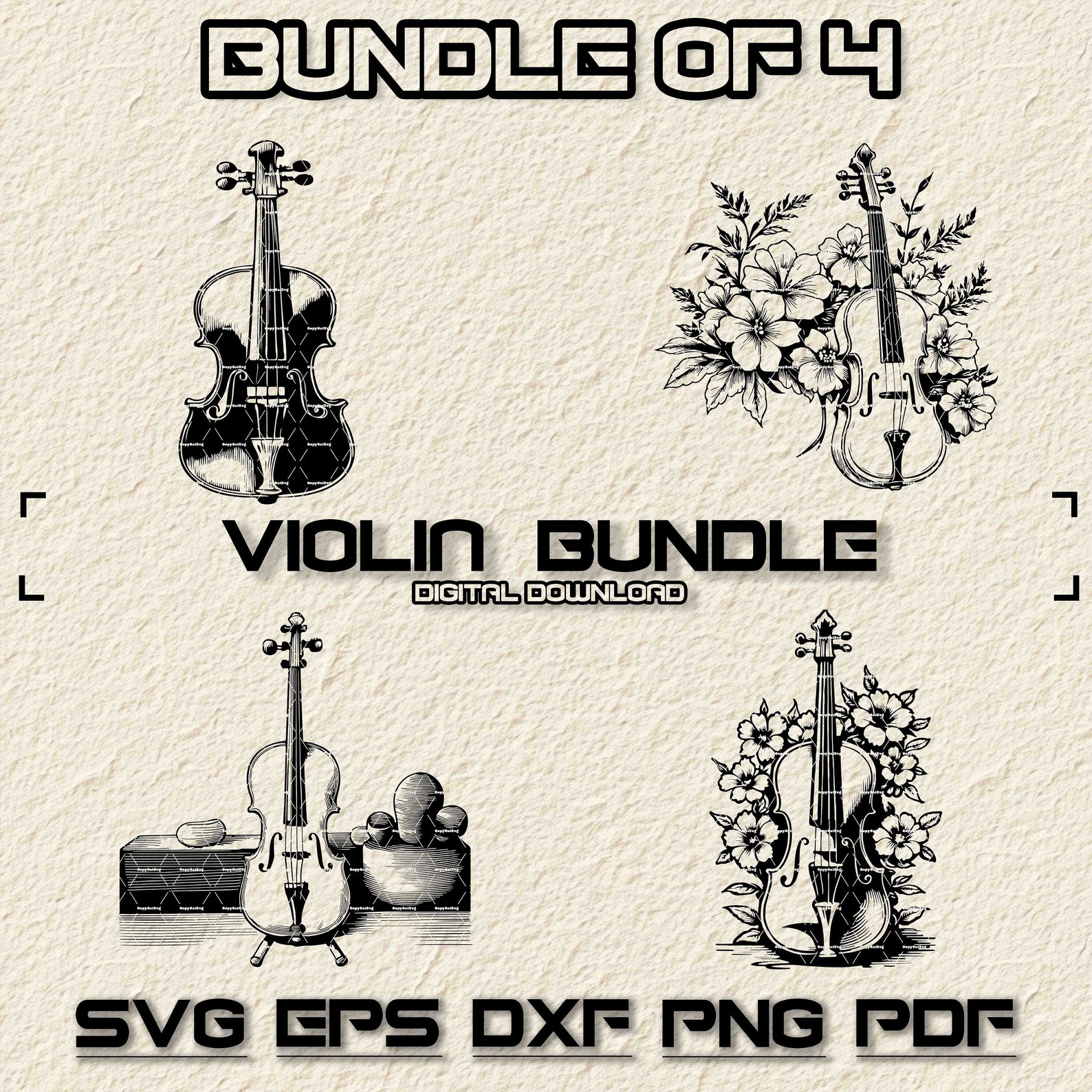Violin SVG Bundle, PNG, Violin Clipart, Hand Drawn Violin Vector ...