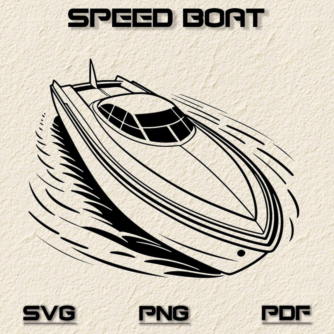 Speed Boat Vector Illustration: Laser Engraving SVG, PNG, PDF (digital ...