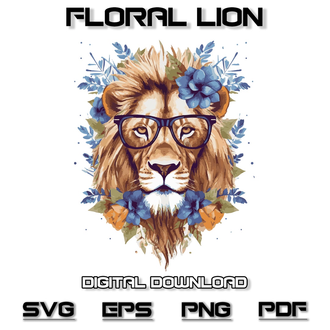 Floral Lion SVG Sublimation Design Lion Lover Instant Digital Download ...