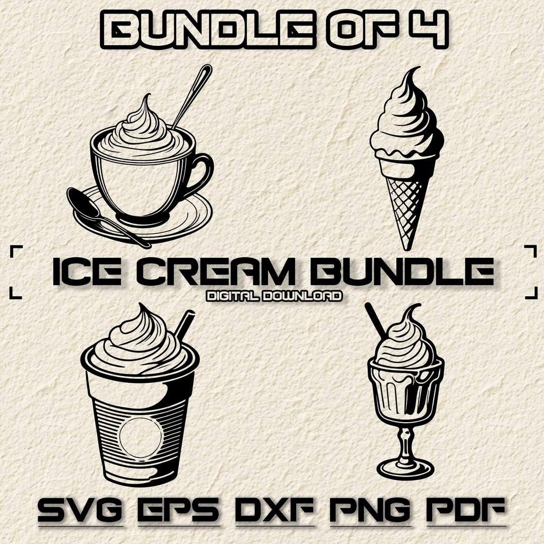 Ice Cream SVG Bundle: Dessert Clipart, Laser Cut Files (digital ...