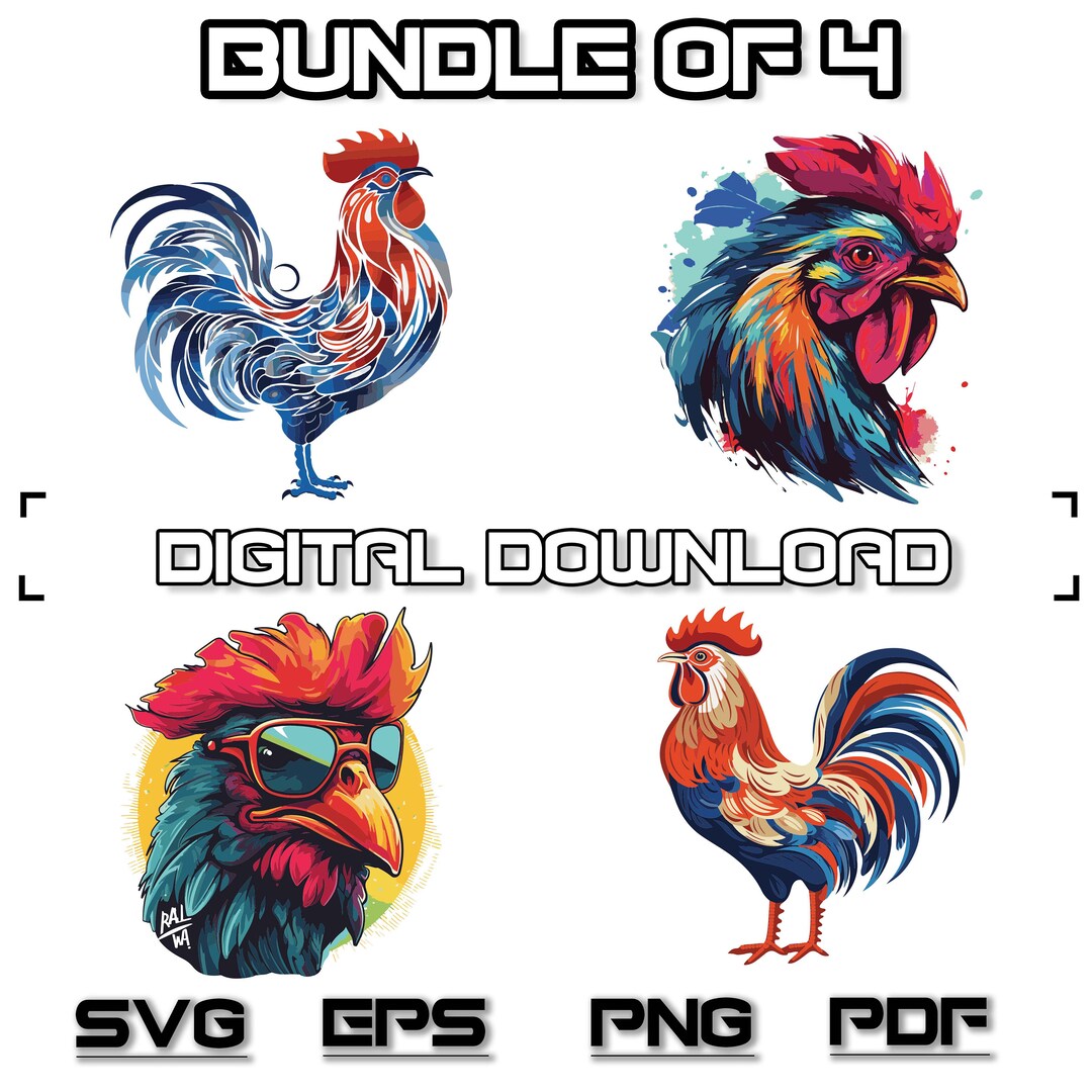 Colourful Chicken Hen and Rooster Svg Bundle, Chicken With Chicks Svg ...