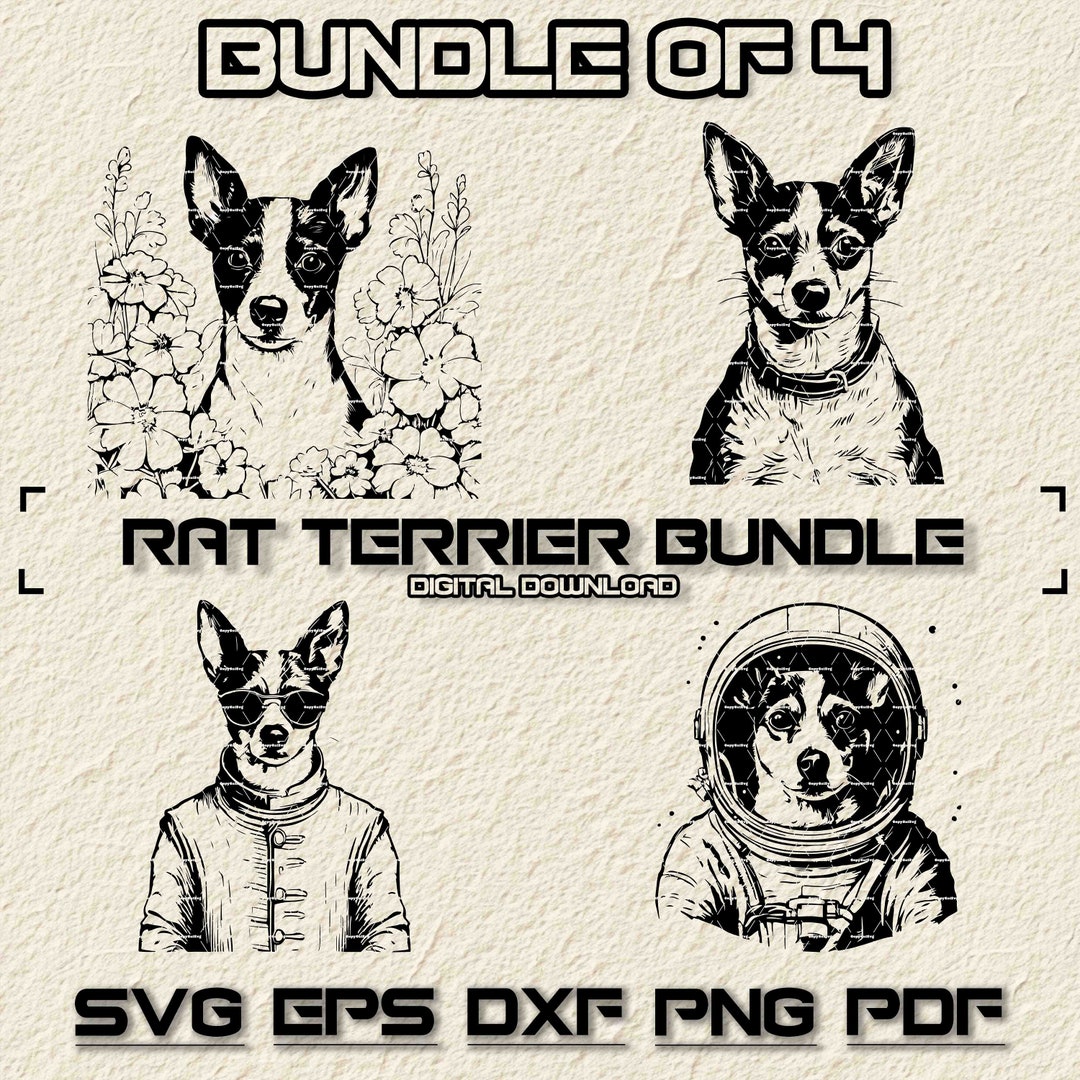 Rat Terrier SVG Bundle, PNG, Dogs Clipart, Hand Drawn Dog Vector ...