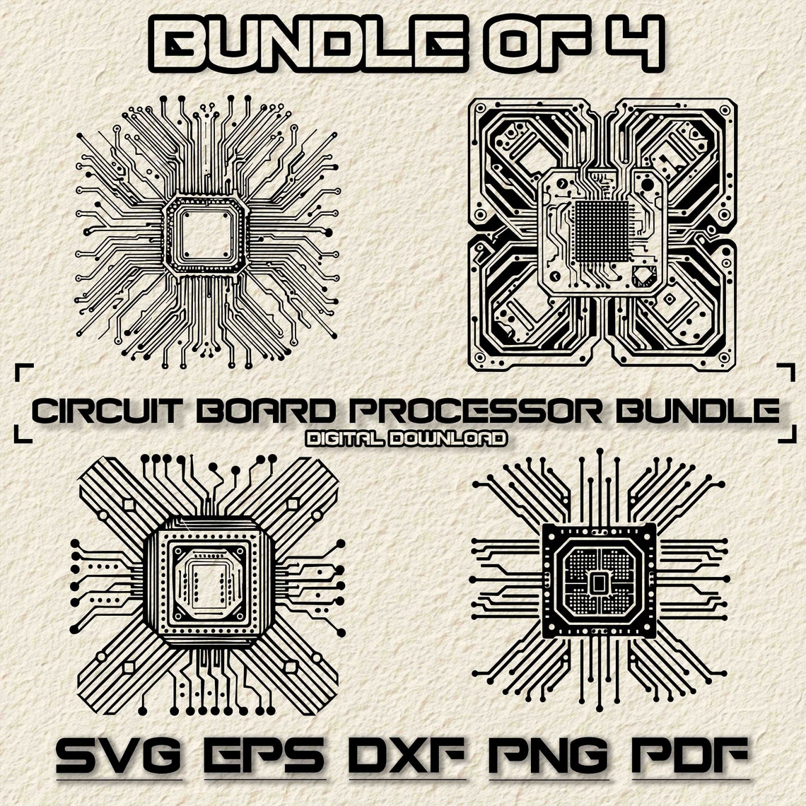 Circuit Board SVG Bundle: Computer Processor Tech Designs (digital ...