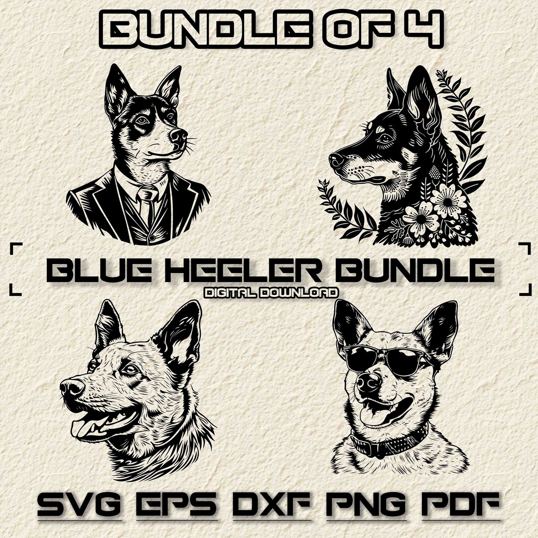 Blue Heeler Dog Svg Bundle, Peeking Blue Heeler, Floral Blue Heeler ...