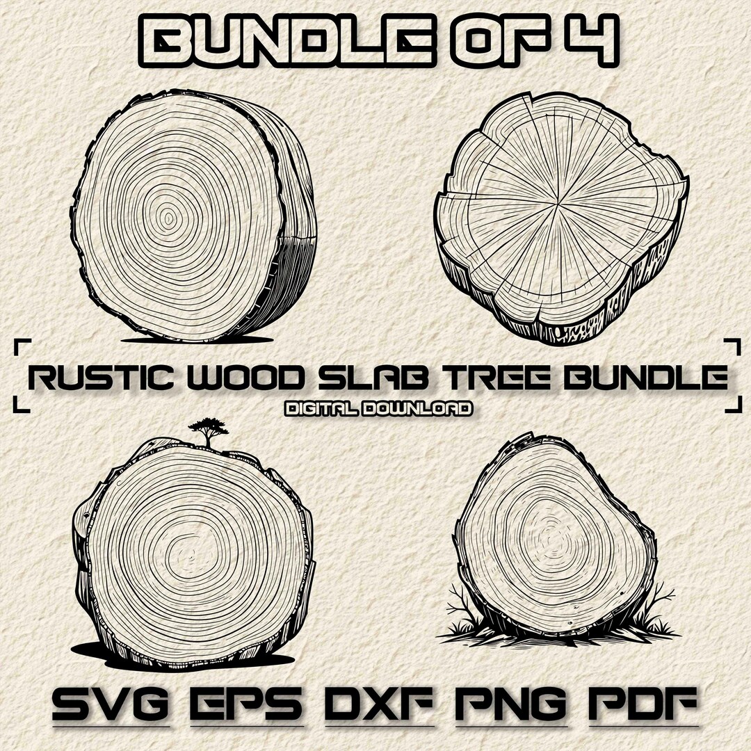 Rustic Wood Slab Tree Slice Timber Log Salvaged Board Lumber Stump Svg ...