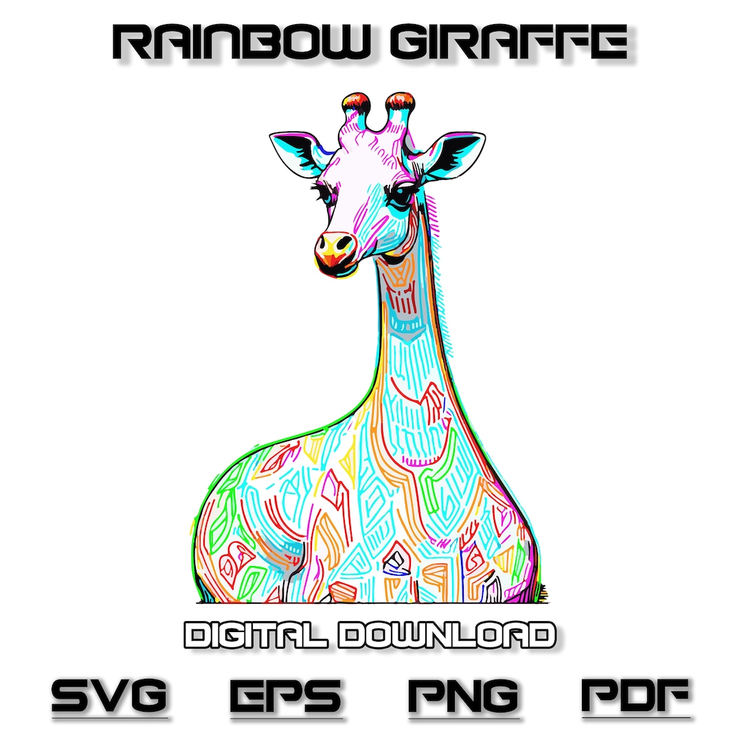Rainbow Giraffe Clipart: Funny Hand Drawn Vector (SVG, PNG, PDF) - Etsy