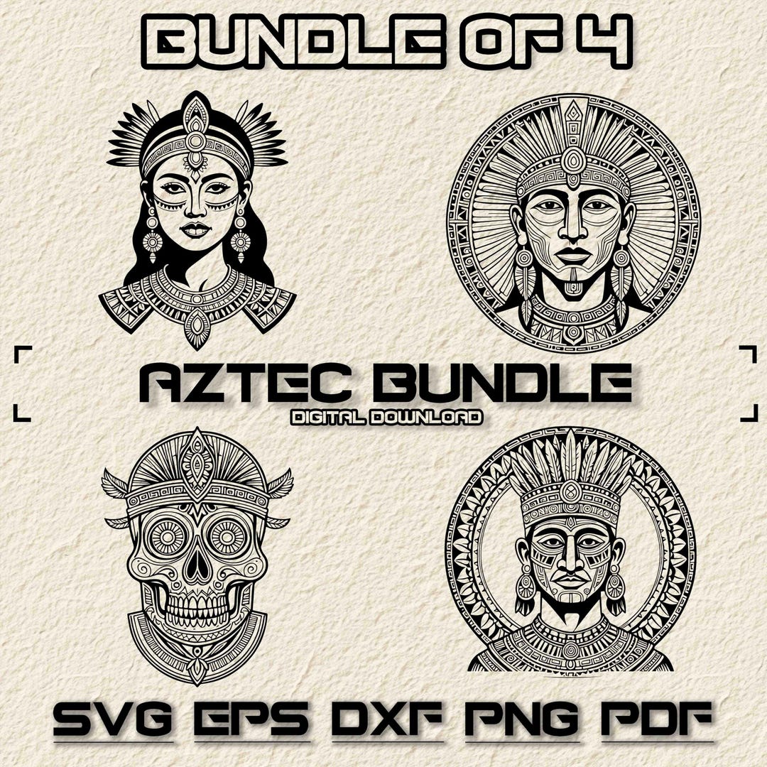 Aztec Svg Bundle, Ancient Aztec Skull Warrior Svg, Aztec Woman Svg ...