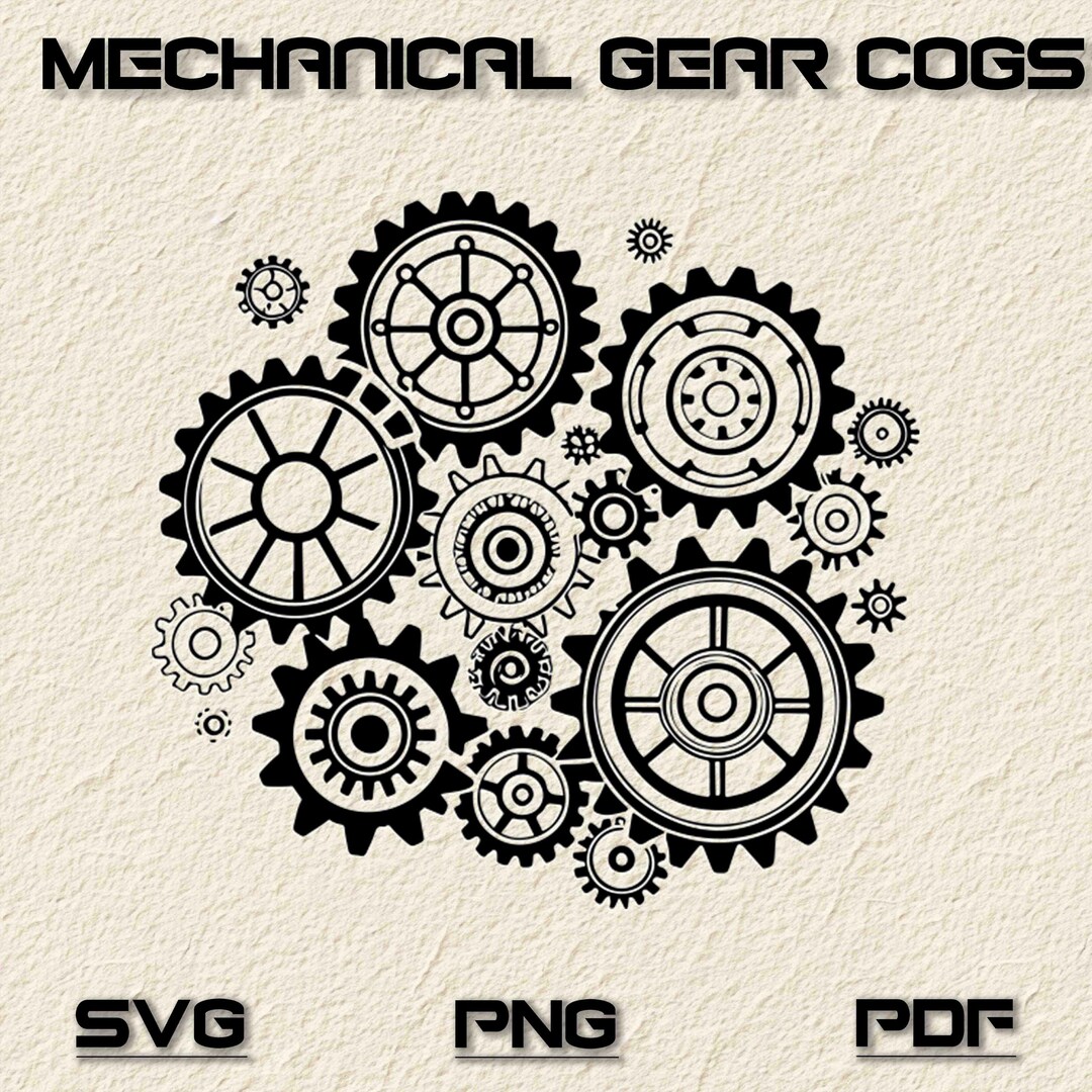 Mechanical Gear Cogs SVG , PNG, Hunt Clipart, Hand Drawn Deer Vector ...