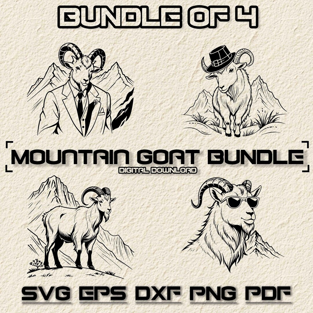 Mountain Goat Svg Bundle, Sunglass Goat Png, Goat in Suit Dxf, Floral ...