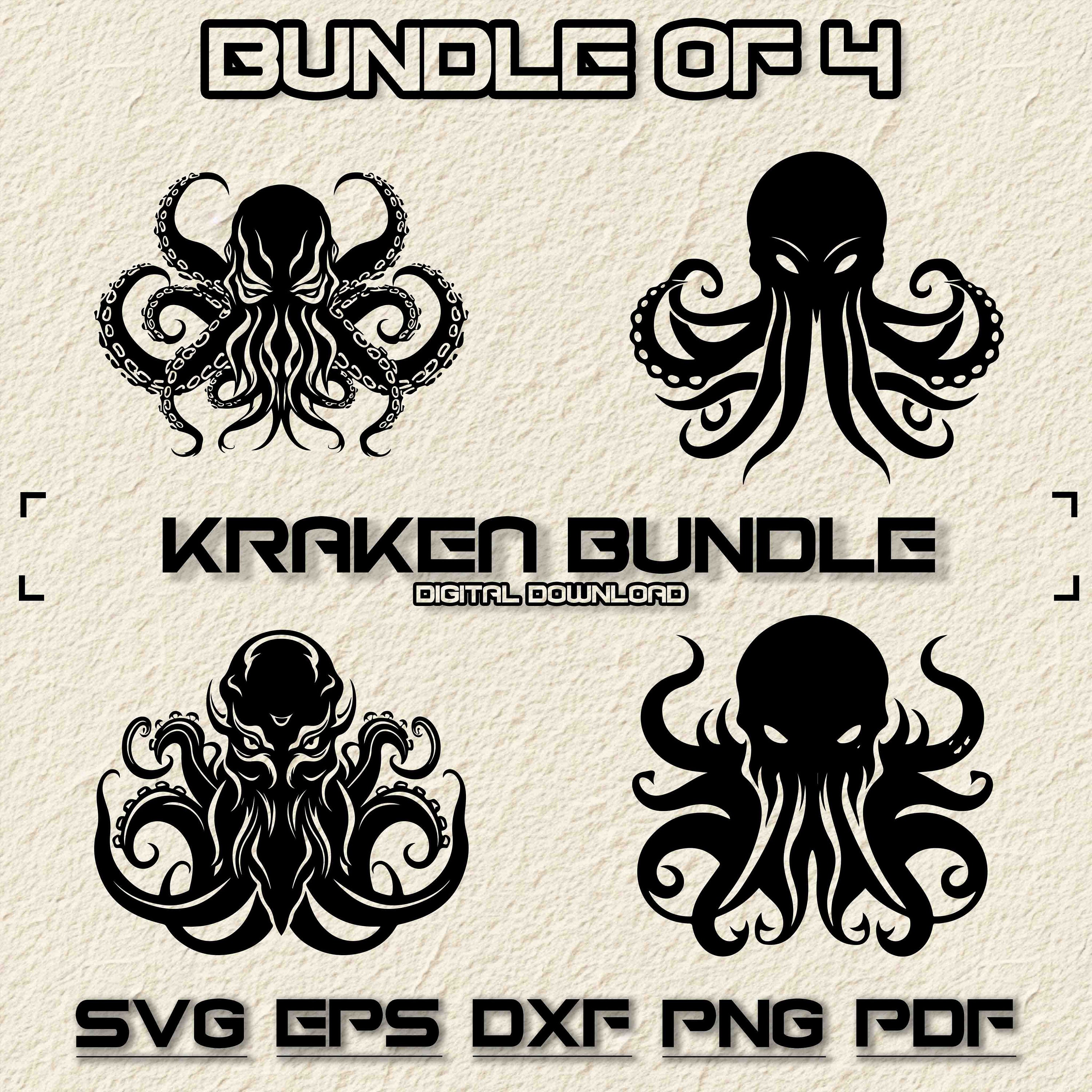 Kraken Svg Bundle, Kraken Circle Svg, Sea Monster Svg, Minimalist ...