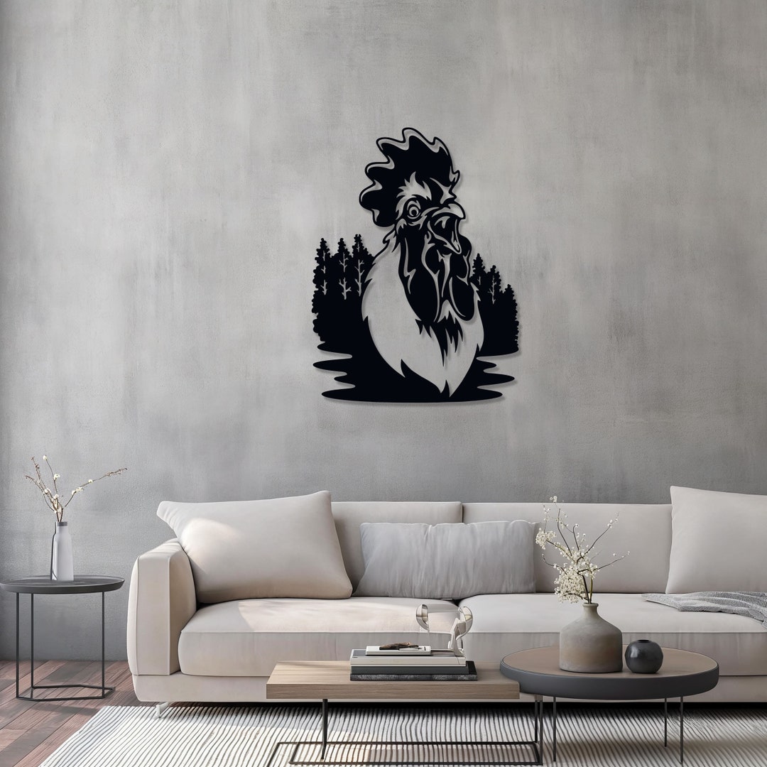 Cockerel Metal Wall Art: Laser Cut Rooster Decor (SVG, DXF, EPS) - Etsy