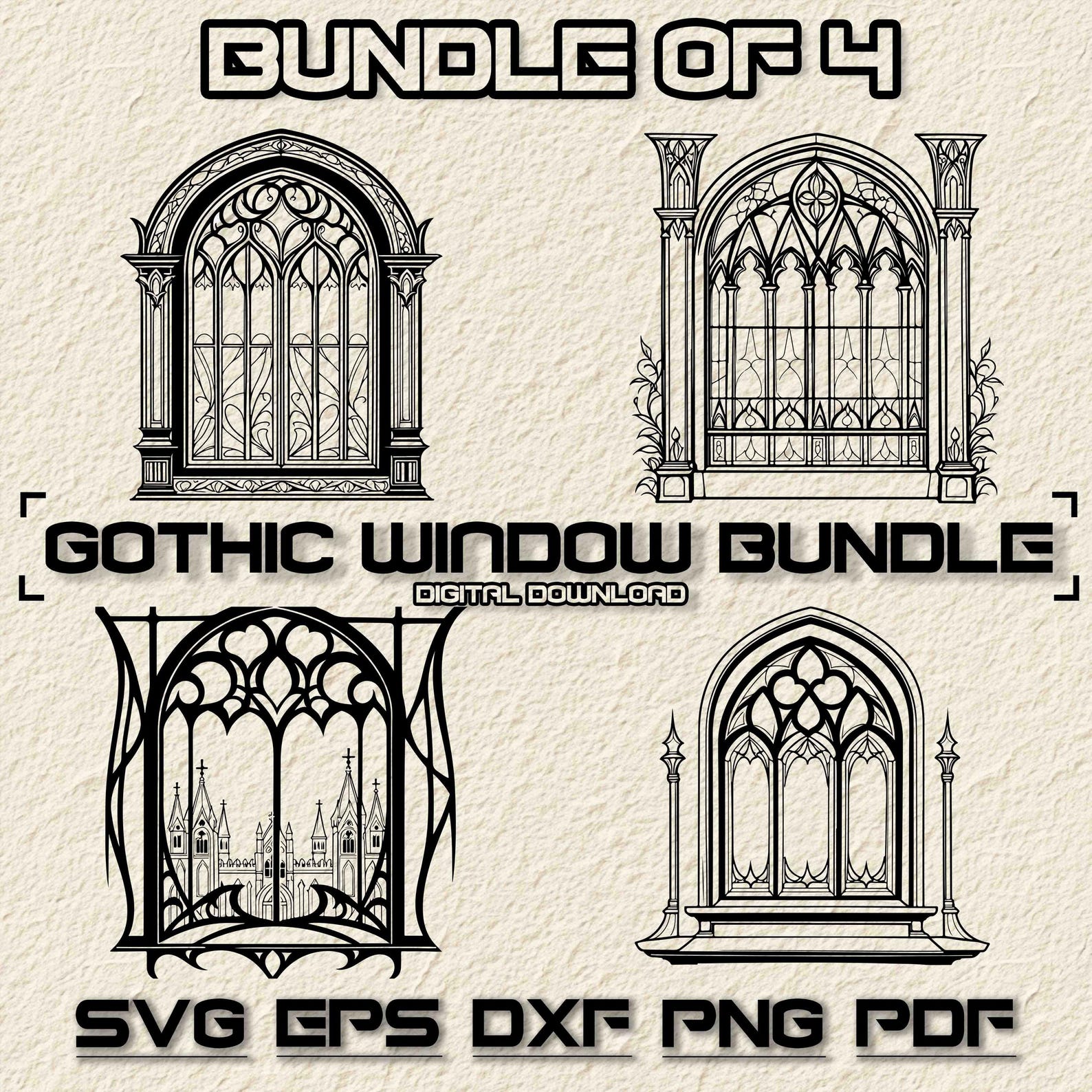 Gothic Victorian Window Svg Bundle, Haunted Eerie Medieval Glass ...