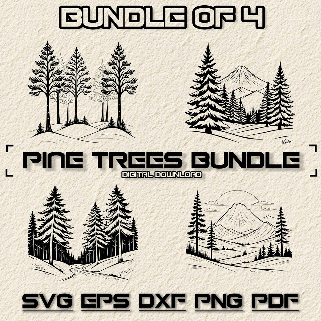 Pine Tree SVG Bundle: Camping & Nature Designs (digital Download) - Etsy