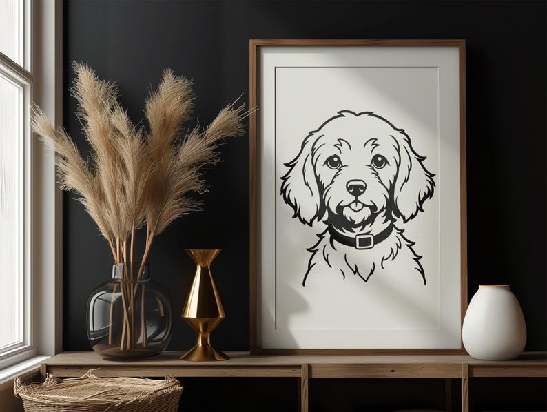 Labradoodle Svg , PNG, Hunt Clipart, Hand Drawn Vector Illustration ...