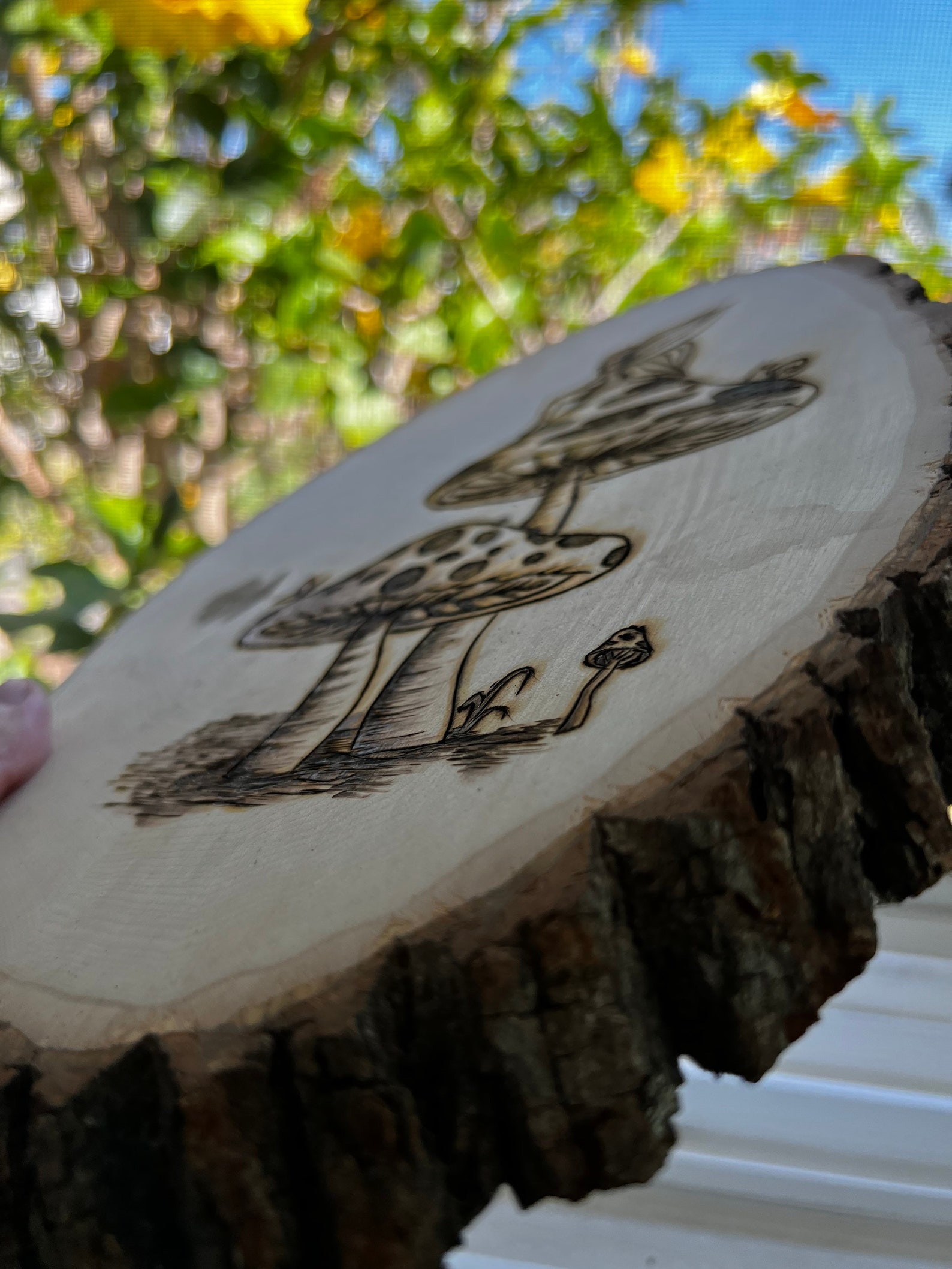 Mushrooms Fairy Pyrography Wood Burning Art Cutting Cheese - Etsy