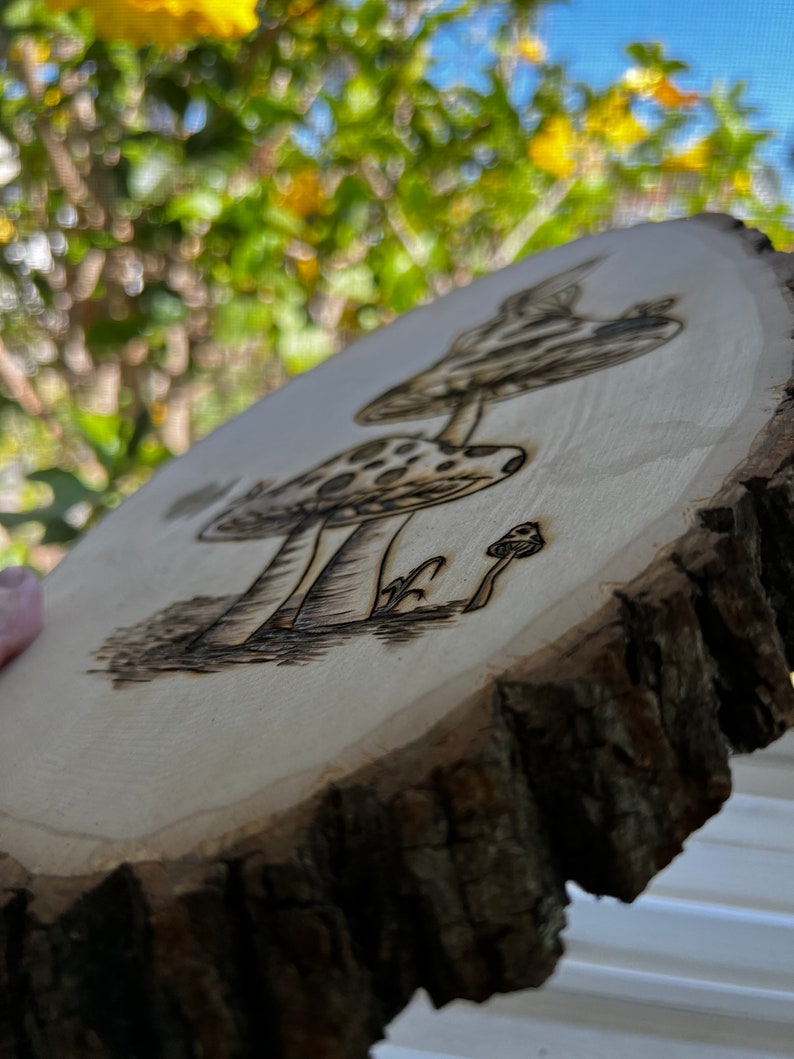 Mushrooms Fairy Pyrography Wood Burning Art Cutting Cheese - Etsy