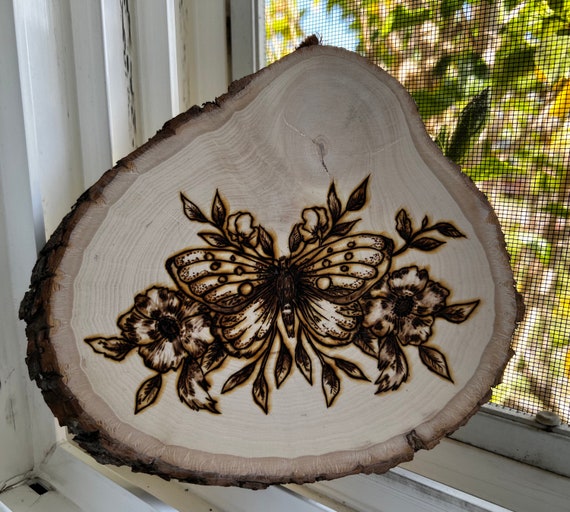 Butterfly Pyrography Wood Burning Art Cutting Cheese Board - Etsy