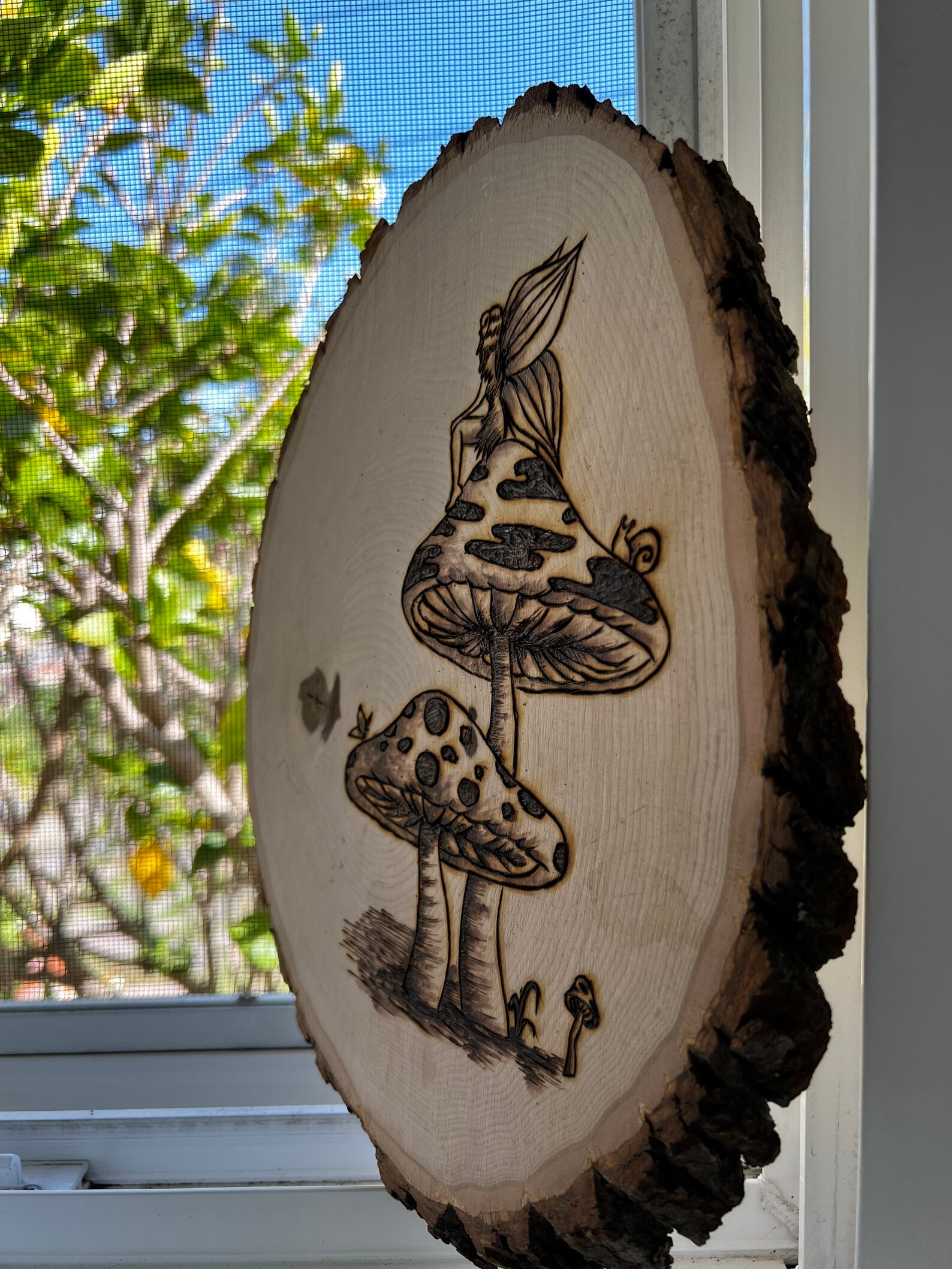 Mushrooms Fairy Pyrography Wood Burning Art Cutting Cheese - Etsy