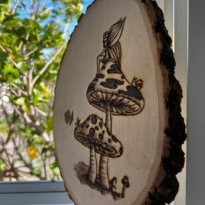 Mushrooms Fairy Pyrography Wood Burning Art Cutting Cheese - Etsy