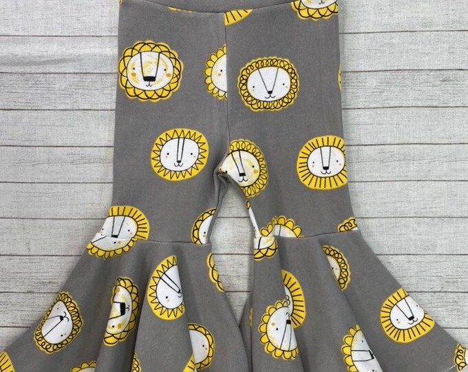 Girls Lion Bell Bottom Outfit, Lion Face Retro Bellbottoms, Lion Name ...
