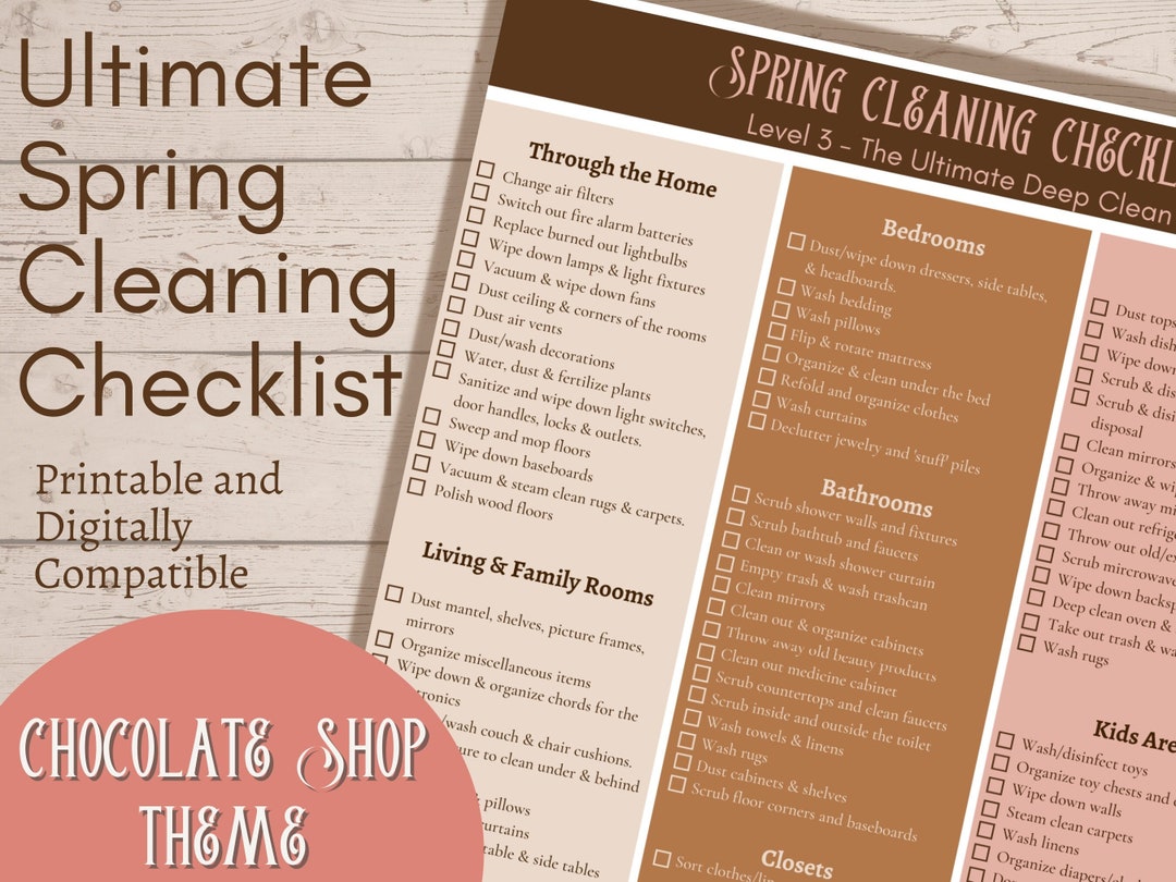 Ultimate Spring Cleaning Checklist | Deep Cleaning Checklist | Digital ...