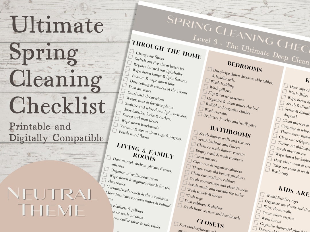 Ultimate Spring Cleaning Checklist | Deep Cleaning Checklist | Digital ...