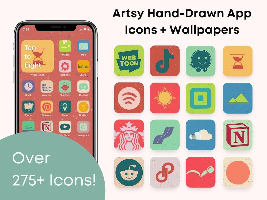 Artsy App Icons and Wallpapers Bundle | Hand-drawn App Icons for IOS ...