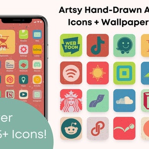 Artsy App Icons and Wallpapers Bundle | Hand-drawn App Icons for IOS ...
