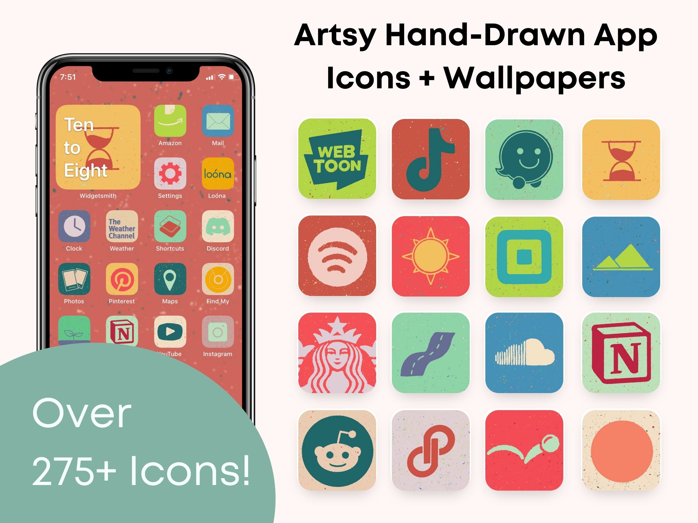Artsy App Icons and Wallpapers Bundle Hand-drawn App Icons - Etsy