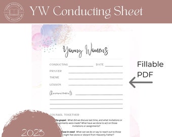 Young Women Conducting Sheet 2024 - LDS - Fillable PDF - Etsy