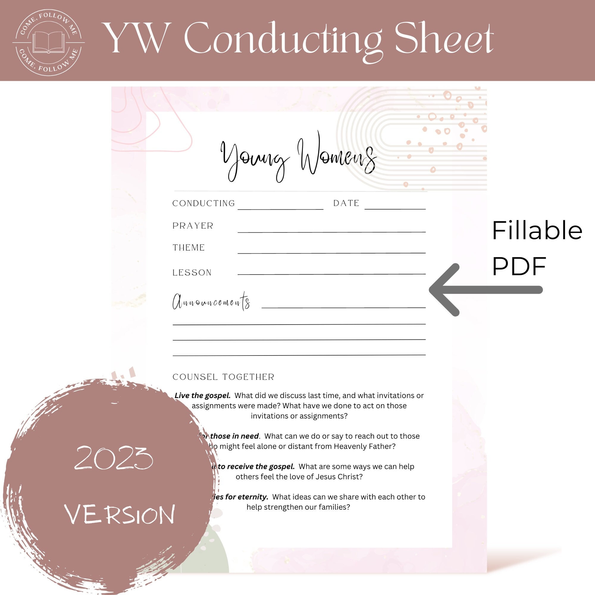 Young Women Conducting Sheet - LDS - Fillable PDF - Etsy