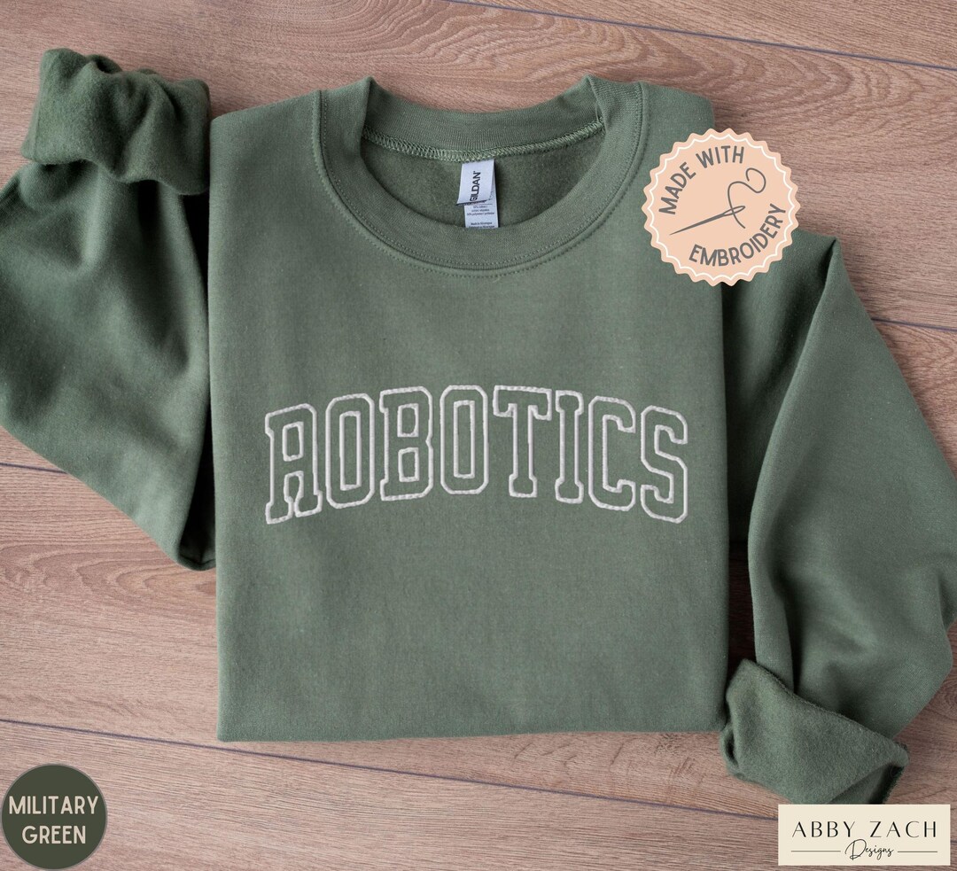 Embroidered Robotics Sweatshirt, Robotics Crewneck Sweater, Trendy ...