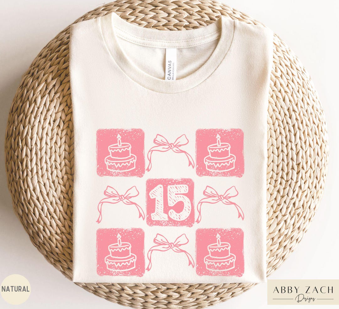 15th Birthday Shirt, Girly 15th Birthday Shirts, Coquette Bow Birthday ...