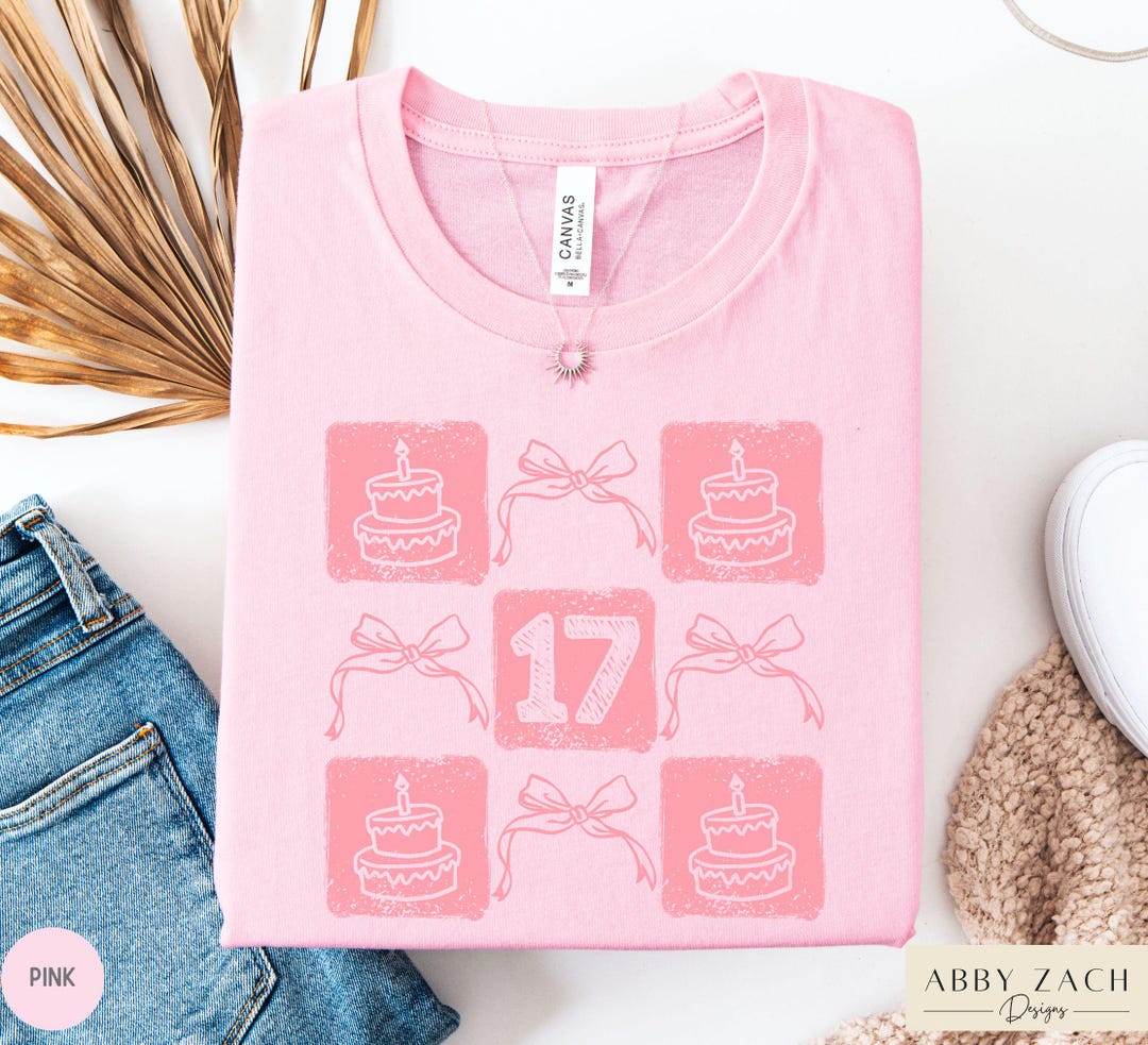 17th Birthday Shirt, Girly 17th Birthday Shirts, Coquette Bow Birthday ...