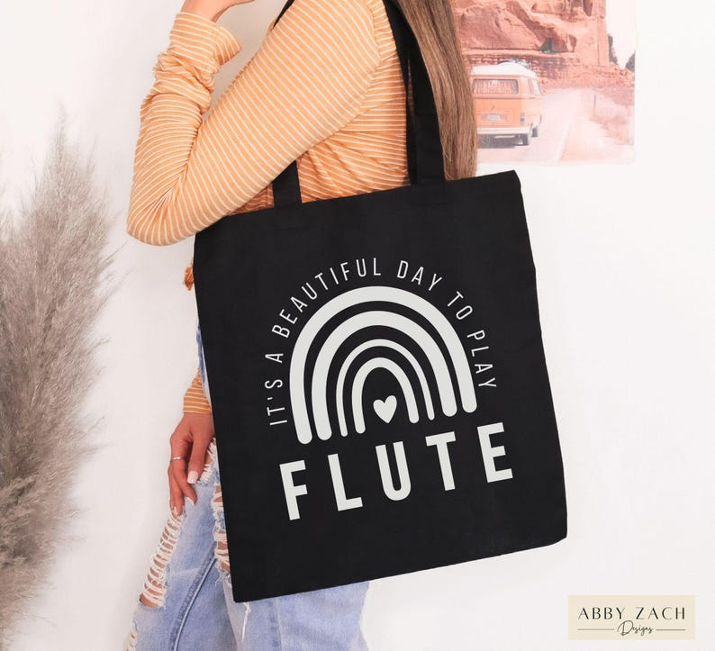 Flute Music Tote Bag, Flute Lesson Bag, Gift for Flute Player, Flute ...