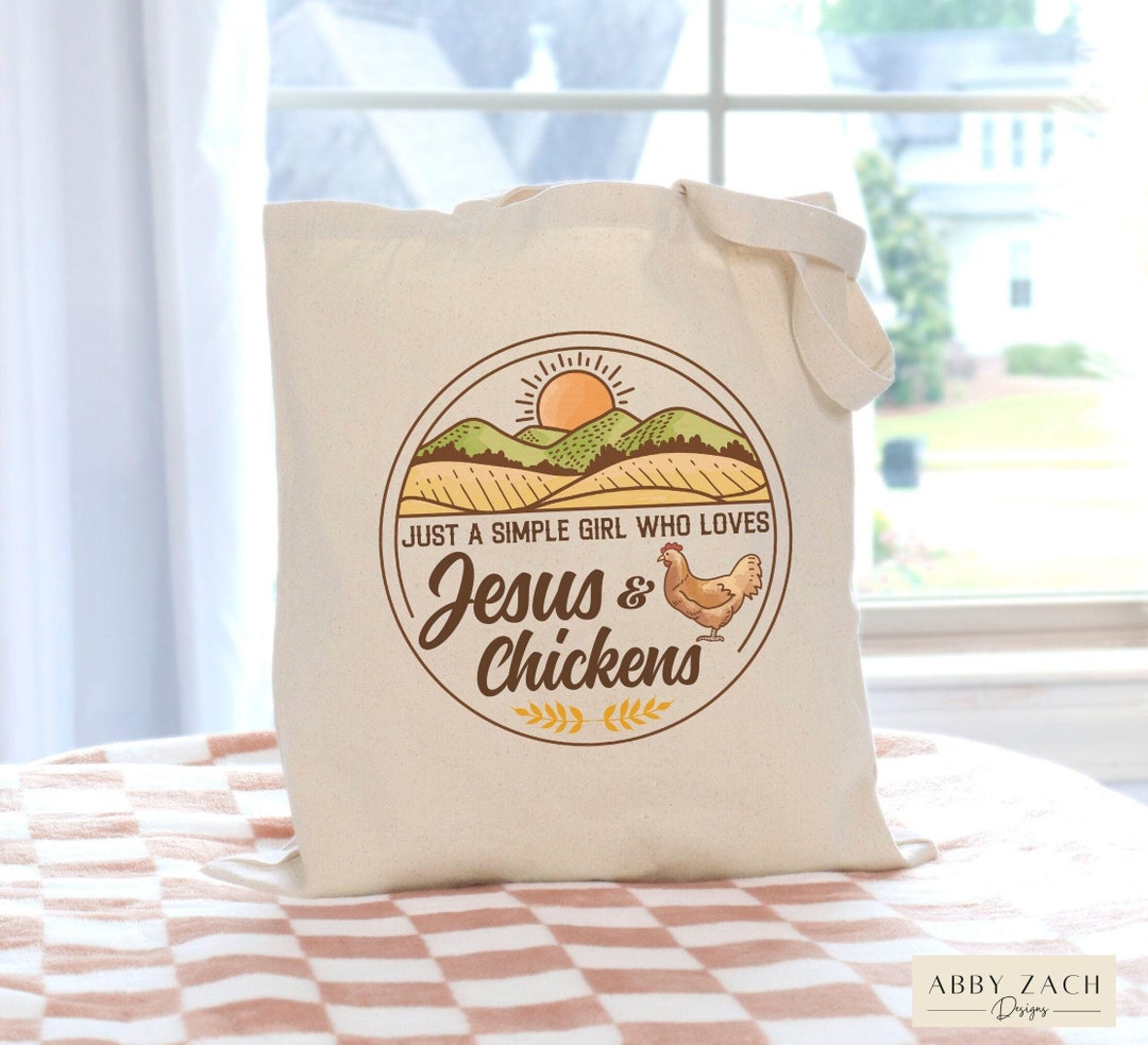 Jesus and Chickens Tote Bag, Chicken Gifts for Women, Chicken Lover ...
