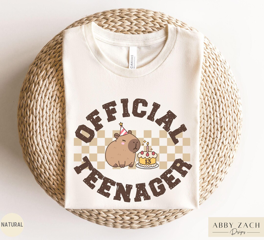 Official Teenager 13th Birthday Shirt, Thirteenth Bday Tshirt, Capybara ...