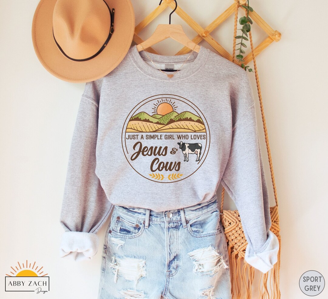 Jesus and Cows Sweatshirt, Cow Lover Sweater, Gift for Cattle Owner ...