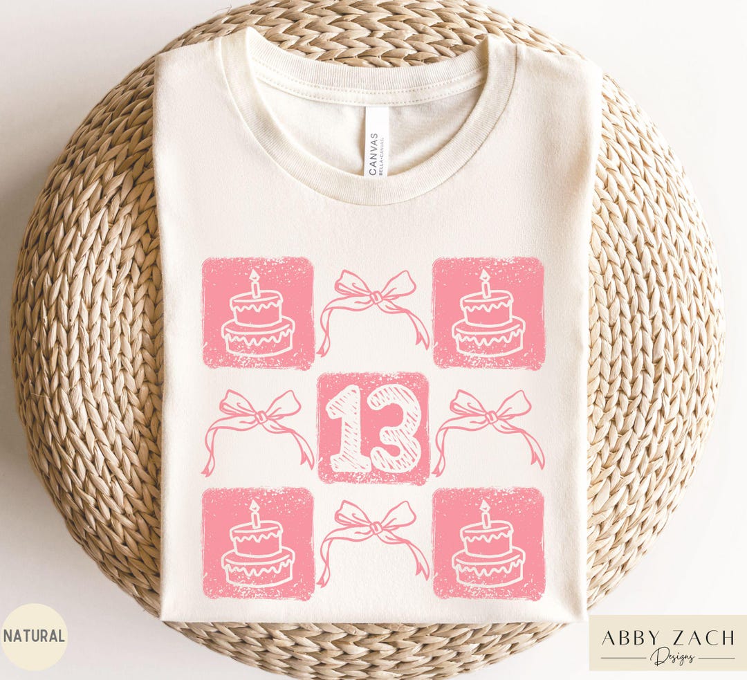 13th Birthday Shirt, Girly 13th Birthday Shirts, Coquette Bow Birthday ...