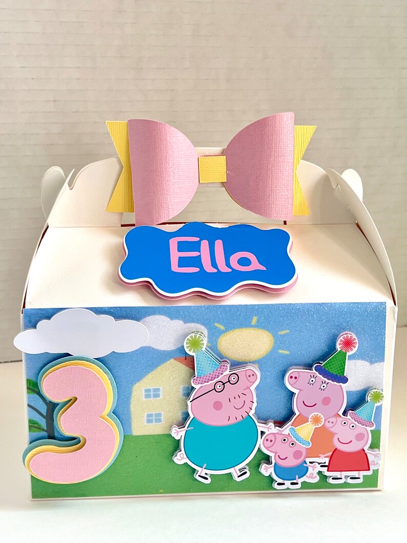 Peppa Pig Favor Boxes, Peppa Pig Gable Boxes, Pig Family Favor Boxes ...