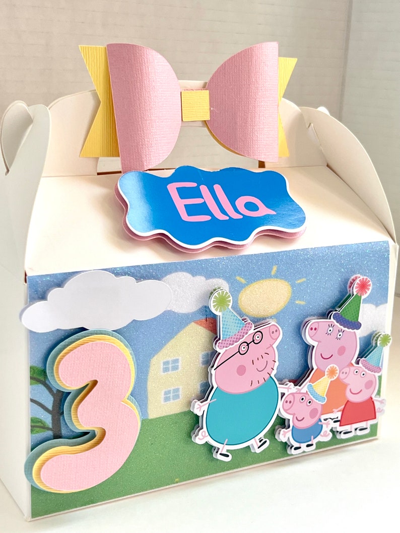 Peppa Pig Favor Boxes, Peppa Pig Gable Boxes, Pig Family Favor Boxes ...