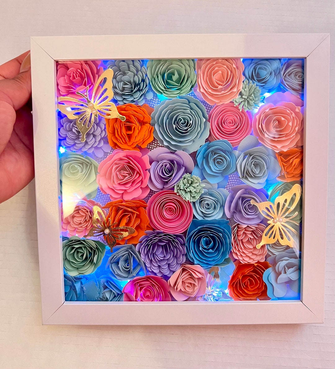 Custom Shadow Box, Custom Paper Flowers Shadow Box, Customized Shadow ...