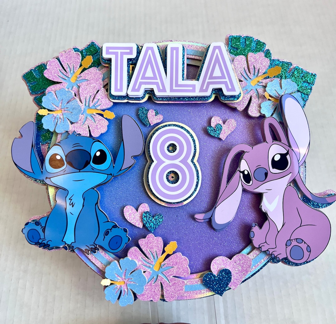 Gender Reveal Stitch And Angel Cake Topper Stitch And Angel Cupcake ...