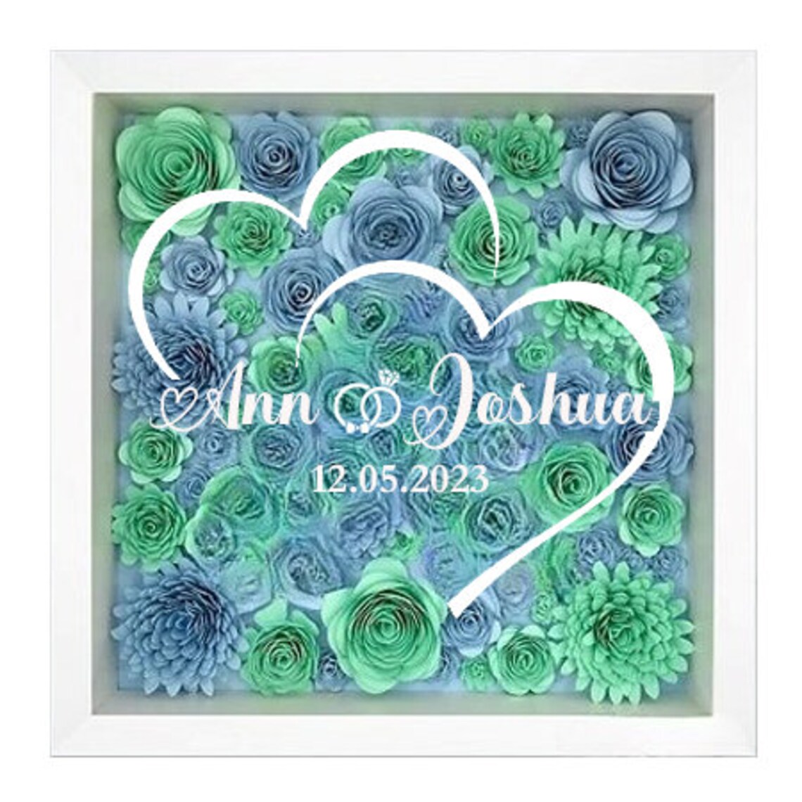 8x8 in Love Personalized 3D Rolled Paper Flower Shadow Box, Anniversary ...