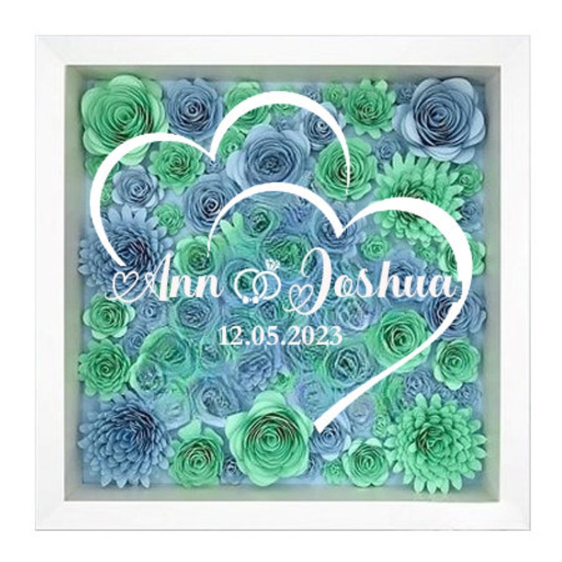 8x8 in Love Personalized 3D Rolled Paper Flower Shadow Box, Anniversary ...