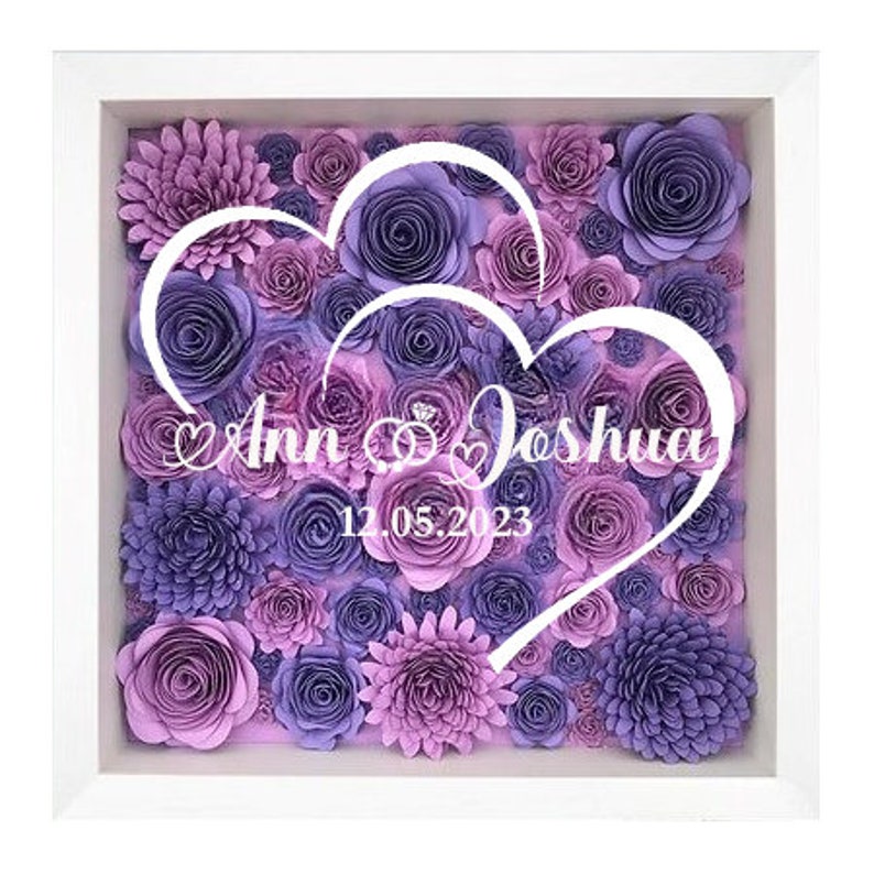 8x8 in Love Personalized 3D Rolled Paper Flower Shadow Box, Anniversary ...