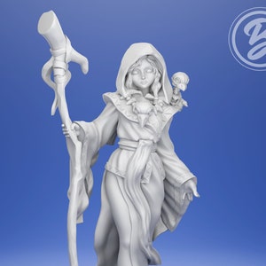 Female Necromancer With Familiar Fantasy 32mm Scale Unpainted Miniature ...